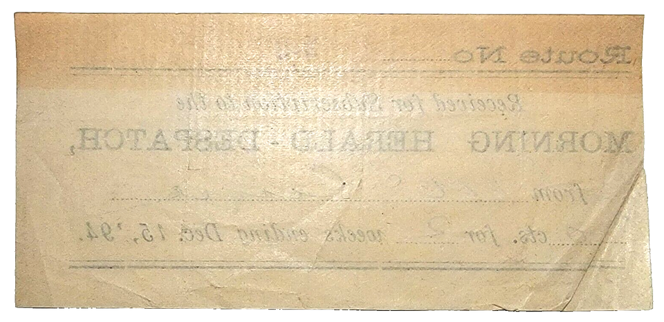 Vintage Old Antique Newspaper Subscription Paper Receipt Decatur ...