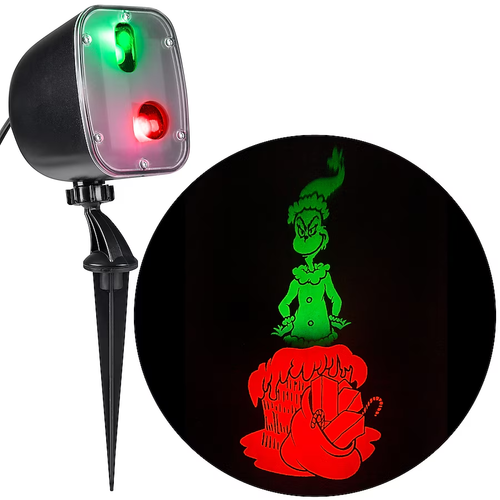 Gemmy LED Light Show The Grinch LED Rising Plus Light Projector Chimney ...