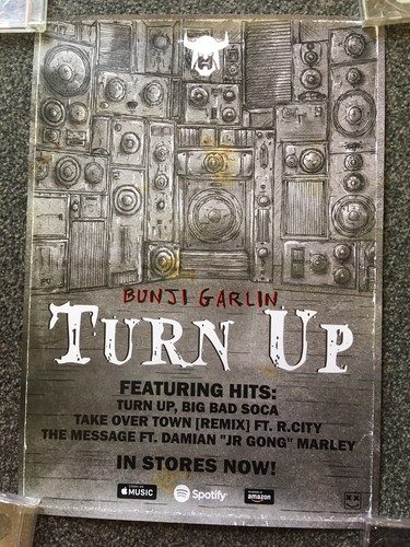 BUNJI GARLIN - RARE MUSIC PROMO POSTER - TURN UP ALBUM - RAGGA SOCA ...