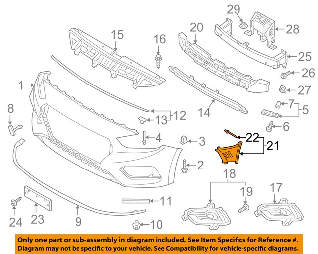 Hyundai OEM 2018 Accent Front Bumper Grille Grill-duct Left 86573J0000 ...