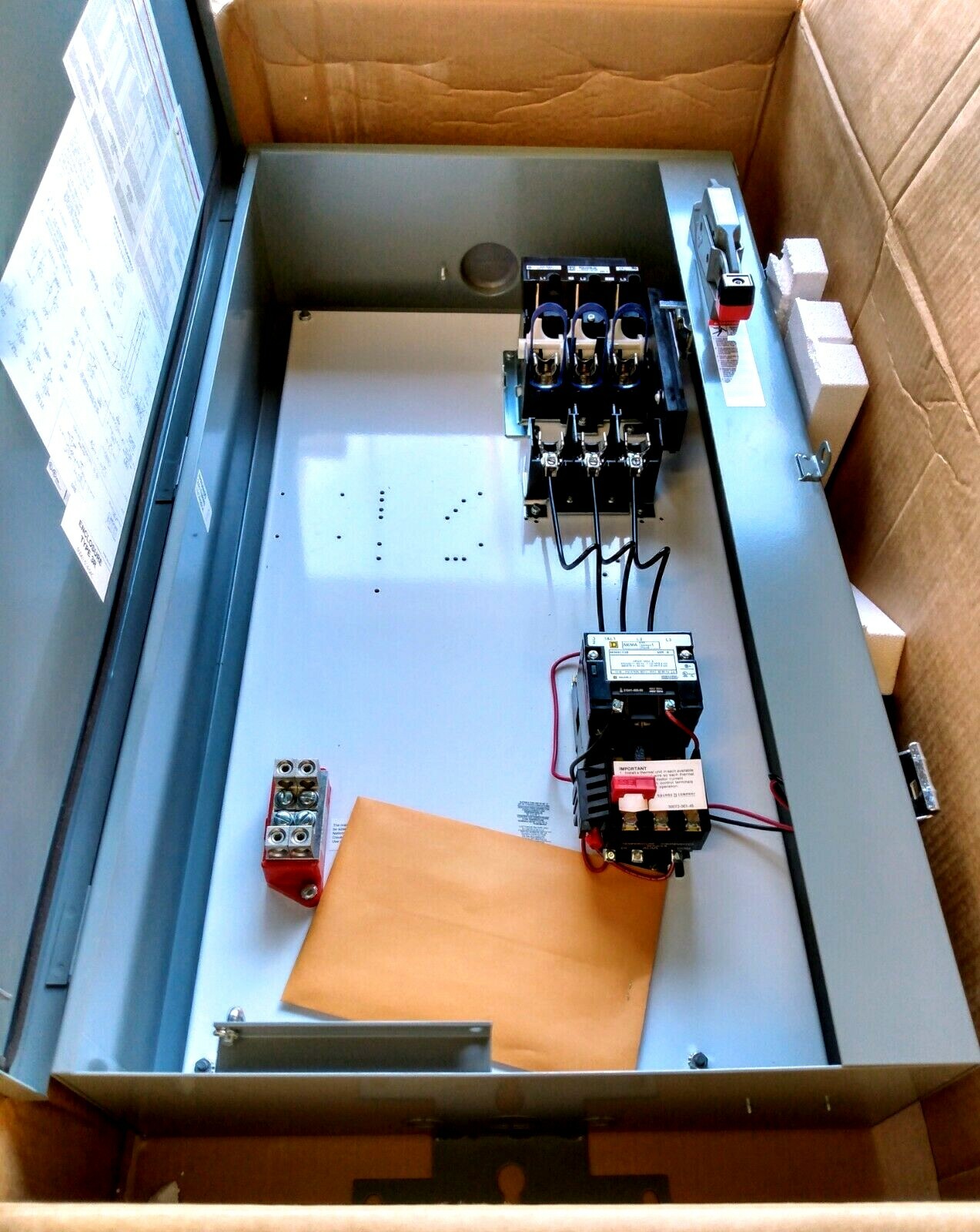 🔴Square D AC Pump Control Panel Size 1 Bimetallic Relay 480 VAC ...