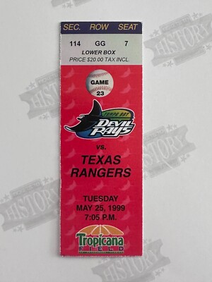 1999 Texas Rangers at Tampa Bay Devil Rays Ticket 5/25/99 | eBay