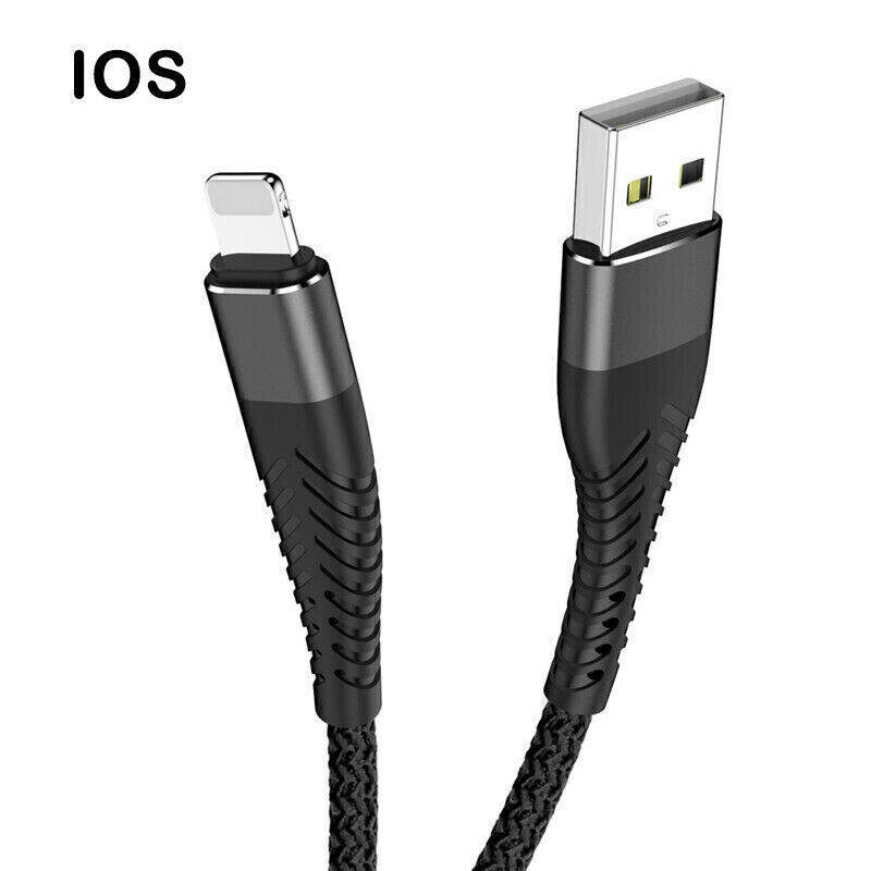 1m 2m 3m Long Charger for iPhone 14 12 11 XR 6 7 8 Braided USB Data ...
