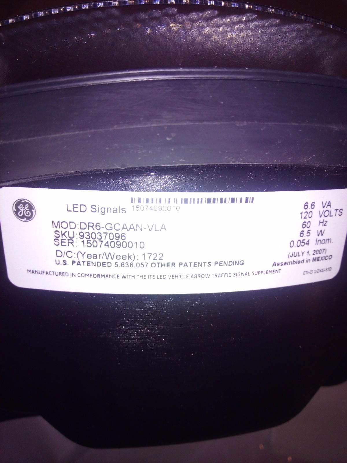 GE LED Arrow Signals Dr6-gcaan-vla 12" Round Modules 120v Appearance ...