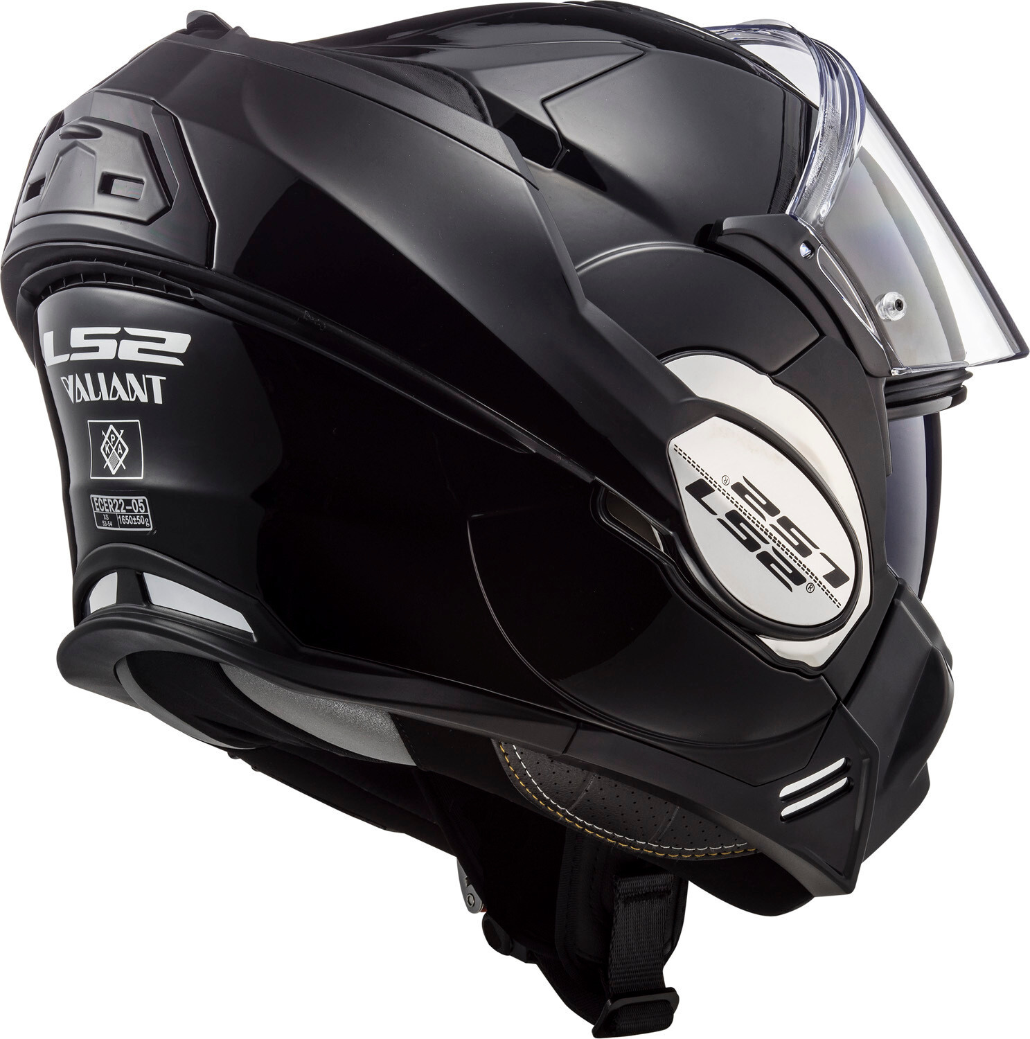 LS2 Valiant Solid Modular Motorcycle Helmet W SunShield Gloss Black S ...