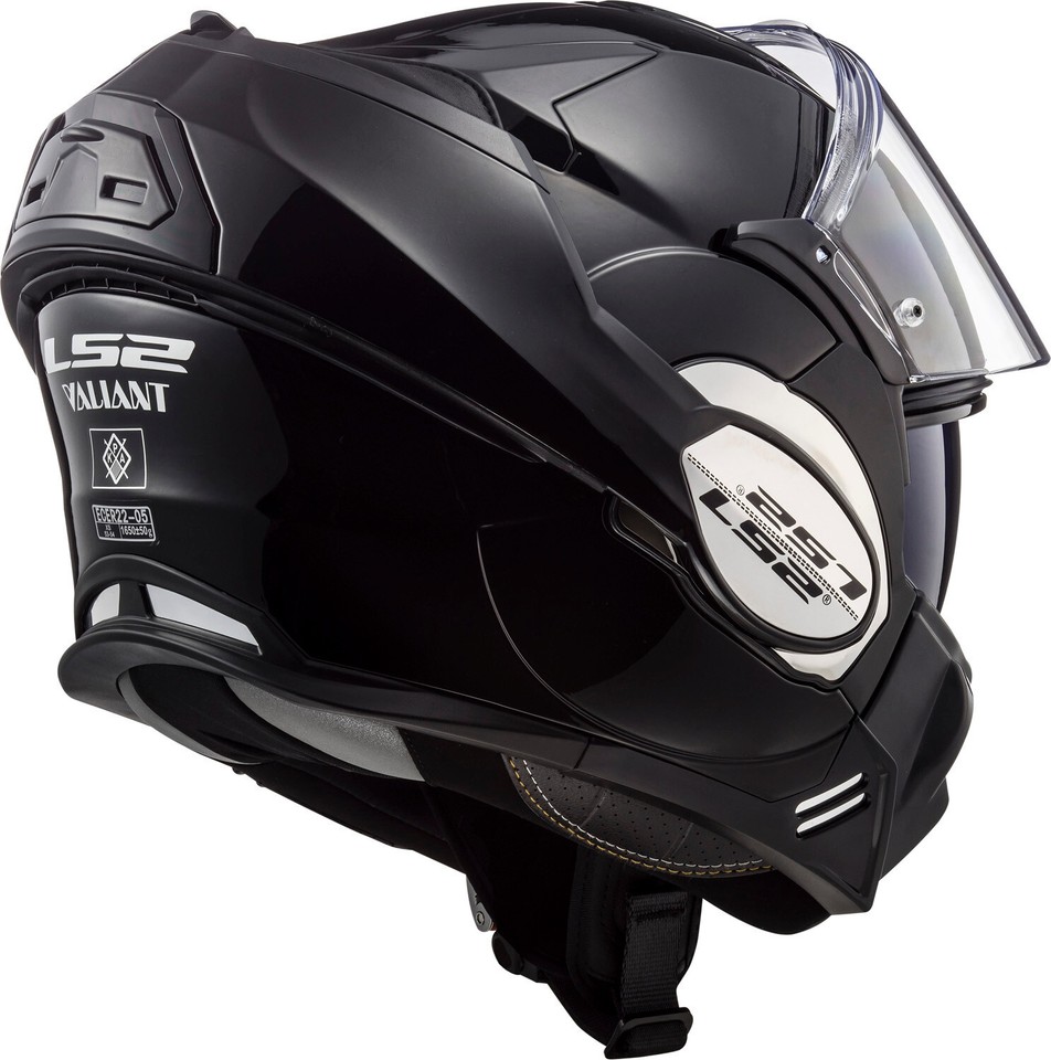 LS2 Valiant Solid Modular Motorcycle Helmet W SunShield Gloss Black S ...