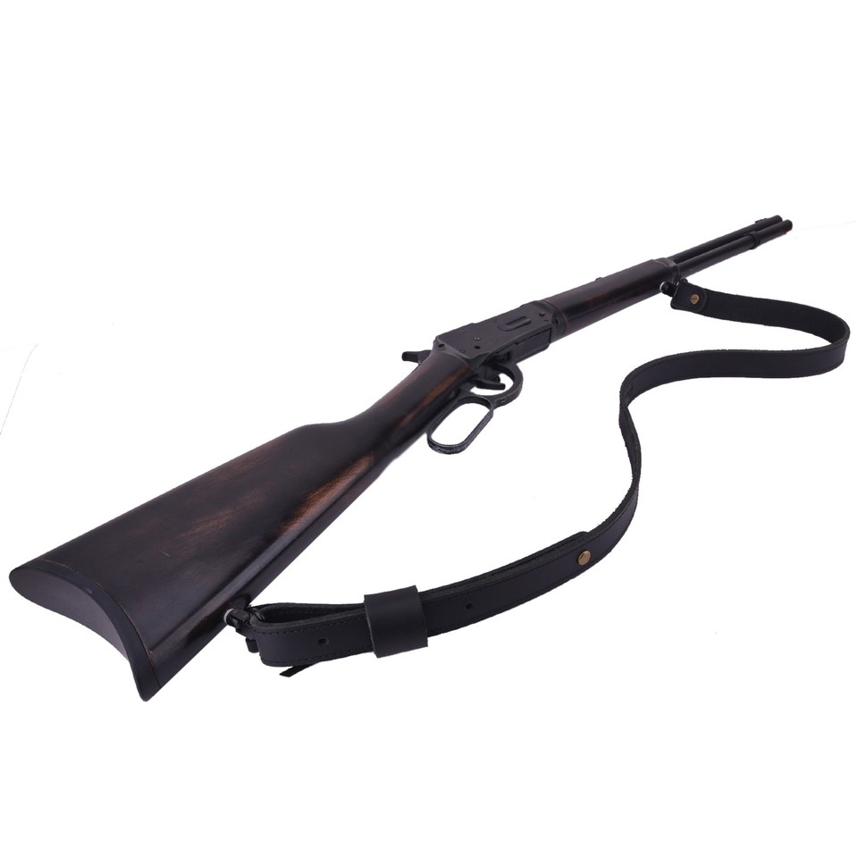 Black Leather Gun Sling Shoulder Strap for Rifle Shotgun 1" Wide Cowboy ...
