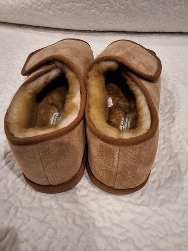 Hammacher Schlemmer Chestnut Suede Sheepskin Lined Adjustable Slipper ...
