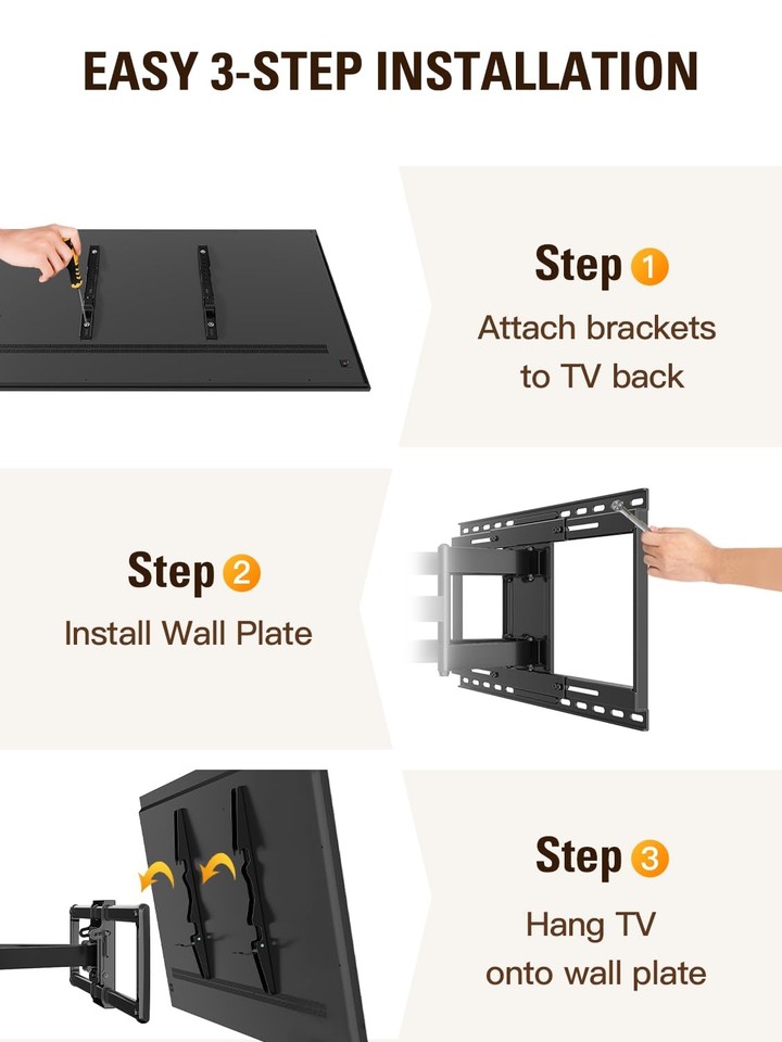 Sliding TV Wall Mount for 42-86" TVs, Full Motion Articulating Dual ...