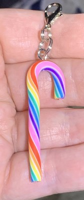 Colorful Christmas Candy Cane Charm Zipper Pull & Keychain Add On Clip ...