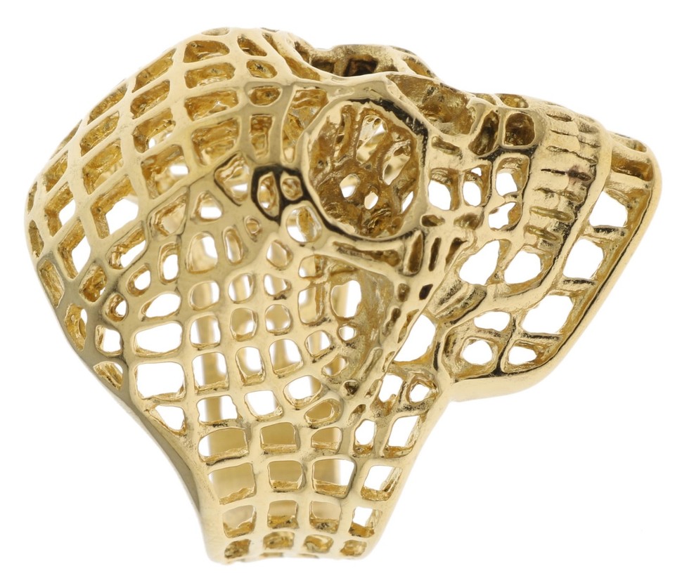 Mesh Skull 18k Yellow Gold Overlay stainless steel men's ring size 10 ...