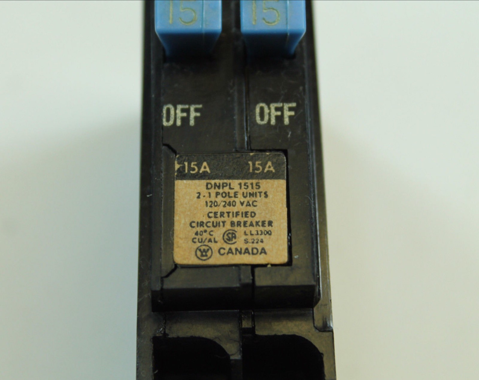 Westinghouse DNPL Type- 15-15AMP Single Pole Tandem Breakers (QHVPCI ...