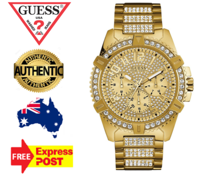 GUESS FRONTIER W0799G2 GOLD/CRYSTAL CHRONOGRAPH QUARTZ MENS WATCH NEW ...