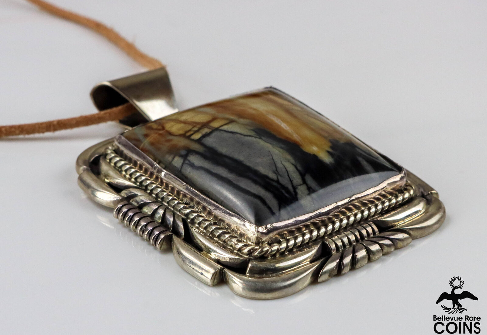 Large Roy Begay Signed Navajo Sterling Silver & Agate Handmade Necklace ...