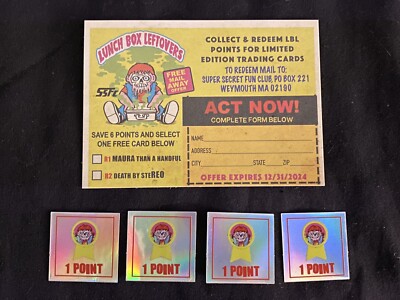 SSFC LUNCH BOX LEFTOVERS SERIES 4 UNUSED REDEMPTION CARD + 4 Points GPK ...
