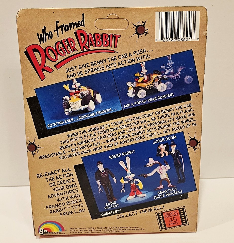 Vintage ROGER RABBIT *BENNY THE CAB* ANIMATED FIGURE, LJN 1988 ...