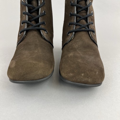 Fly London Brown Leather Zip Lace Victorian Ankle Heeled Bootie Boots ...