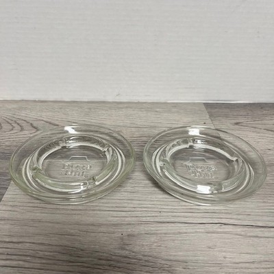 Set of 2 Vintage Pizza Hut Round 5" Clear Glass Embossed Roof Logo ...