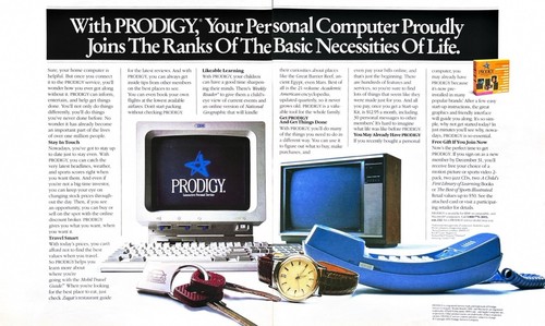 1991 PRODIGY Genuine 2-Page Vintage Print Ad Computer Internet Service ...