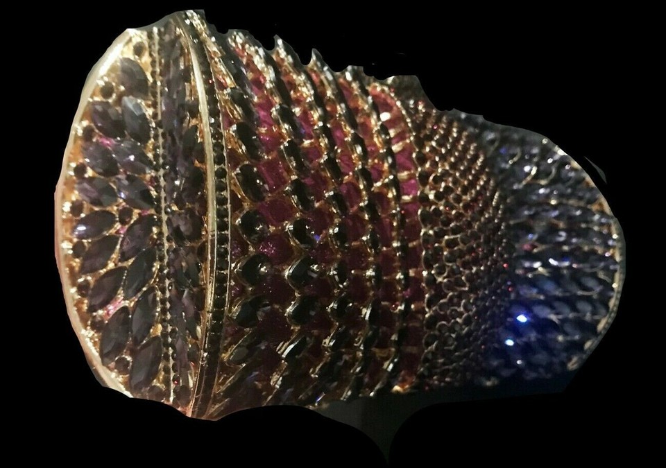 New Deep Violet Austrian Crystal Hard Shell Evening Clutch Bag | eBay