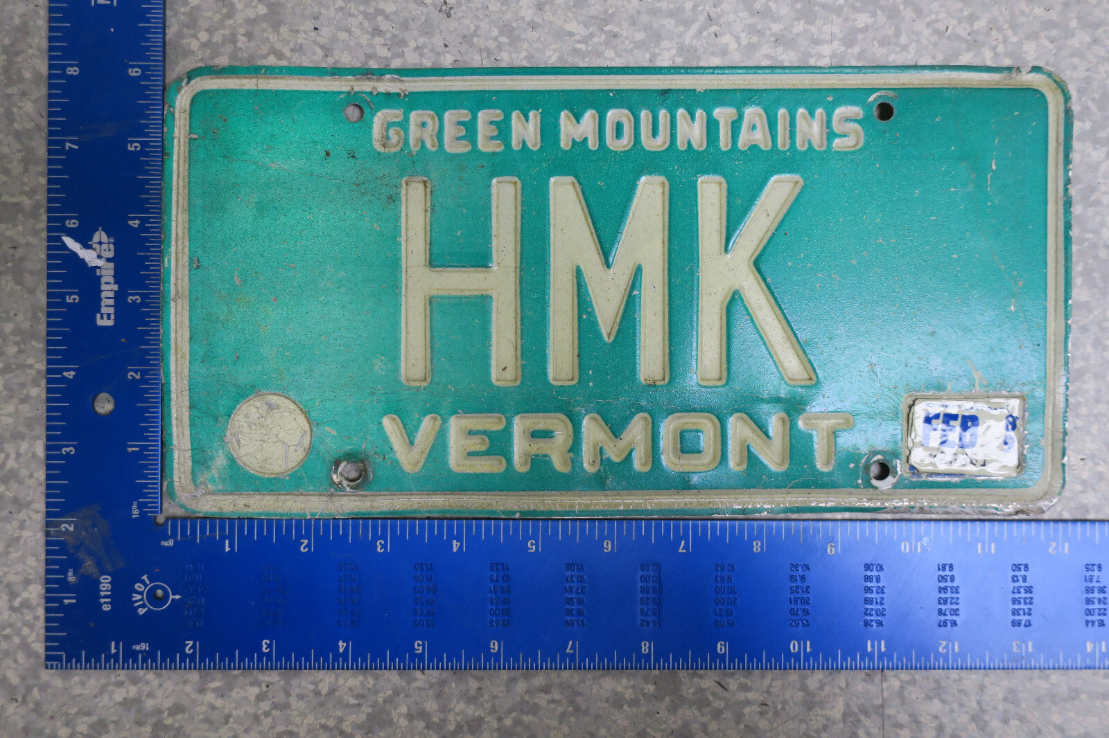Vermont Vanity License Plate Tag VT 1989 89 Initials HMK H M K #2 | eBay