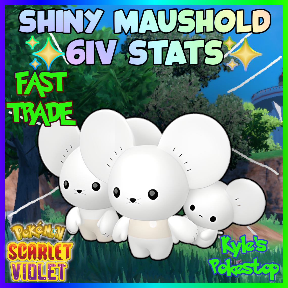 6IV SHINY MAUSHOLD (Family of 3) POKEMON SCARLET AND VIOLET EV'D VGC ...
