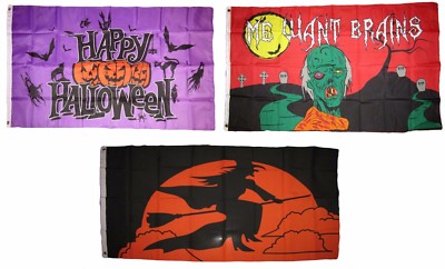 3x5 Happy Halloween 3 Pack Flag Wholesale Set #109 Combo 3'x5' Banner ...