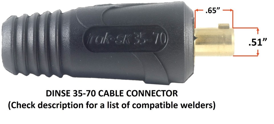 200 Amp Welding Leads Set Dinse 35-70 Connector #2 AWG cable 15 FEET ...