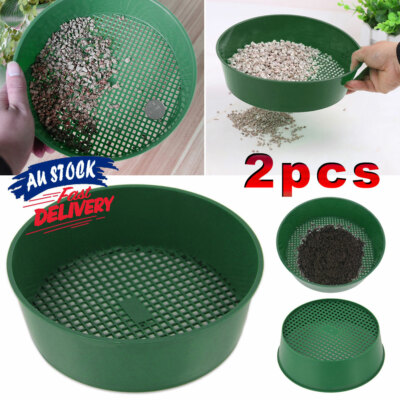 2Pcs Garden Sieve Stone Mesh Soil Sieve Sand Green Small Gravel Composy ...