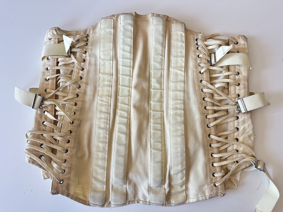 Vintage 50s 60s CAMP ILGWU Laced Abdominal Corset Lumbar Back Brace ...