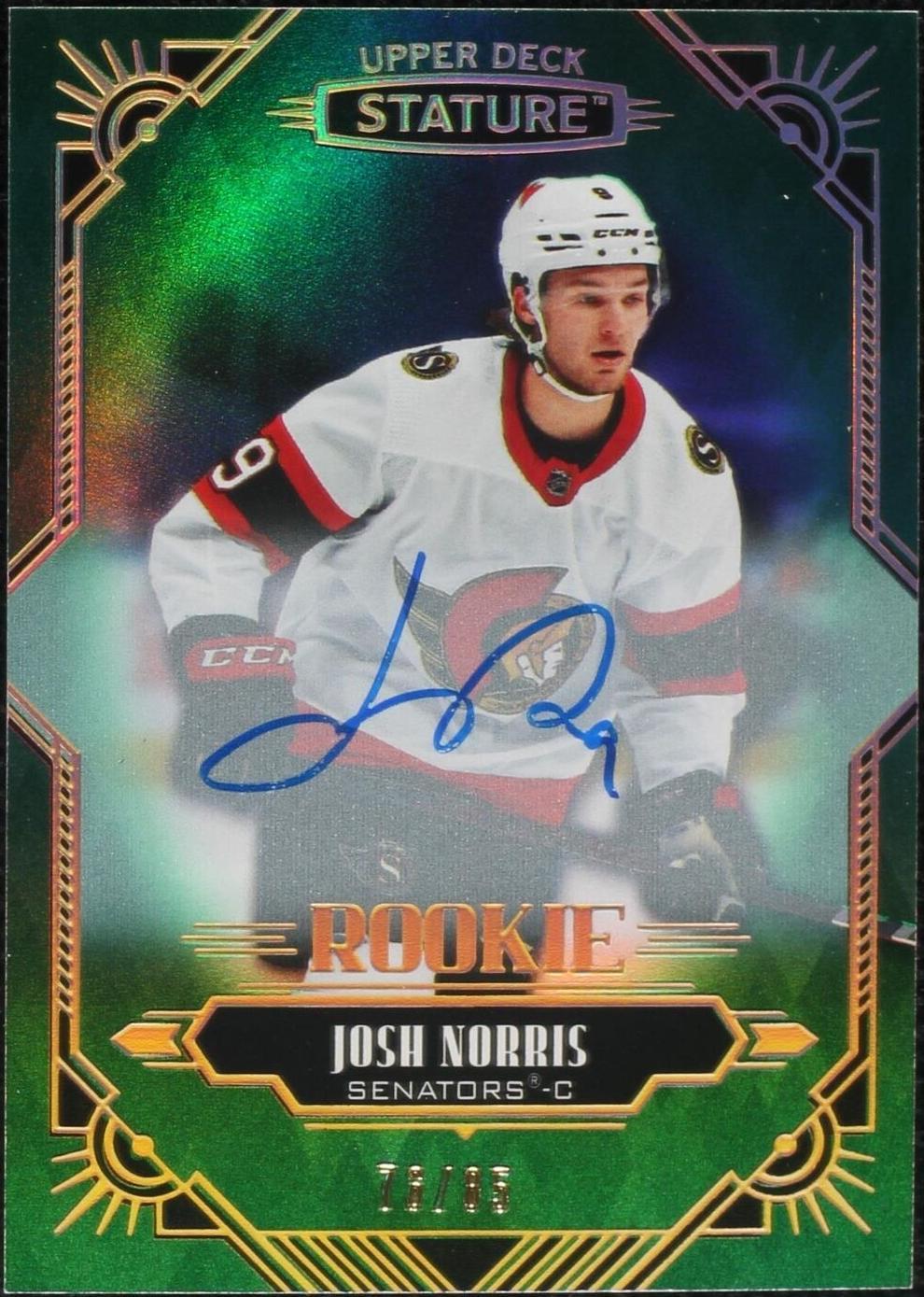2020-21 Upper Deck Stature - Rookies Josh Norris #195 Green Autographs ...