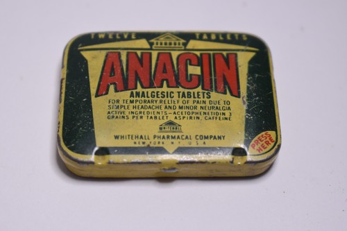 Vintage ANACIN ANALGESIC PAIN TABLET ADVERTISING Medicine Pocket TIN | eBay