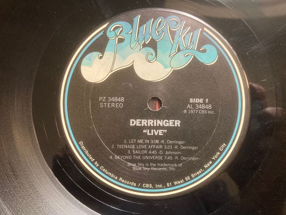 Derringer Live LP 1977 - Blue Sky PZ 34848 Vinyl Rick Derringer VG | eBay