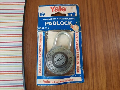 Vintage Yale Combination Padlock HC34-515 Lock 3 Number NIP New NOS | eBay