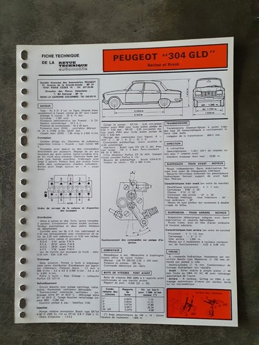 FICHE TECHNIQUE AUTOMOBILE PEUGEOT 304 GLD | eBay