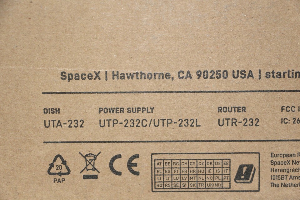 STARLINK Standard Kit High-Speed Satellite Internet Router UTA-232 UTR ...