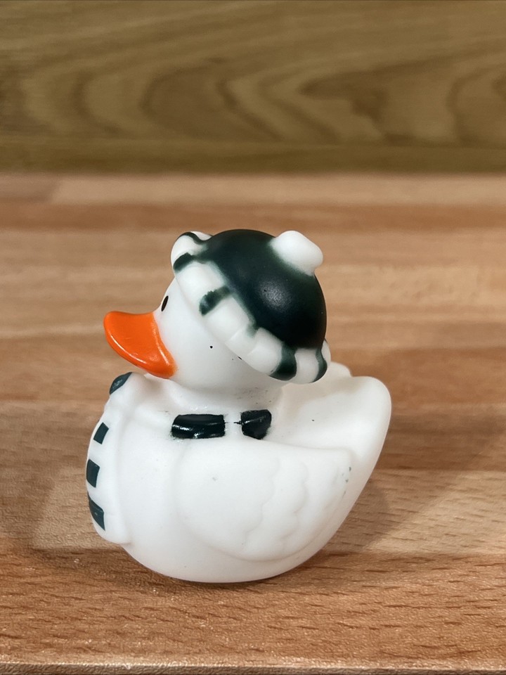 RUBBER DUCK - White Snowman Duck w/ Green Stripe Pom Pom Winter Hat ...