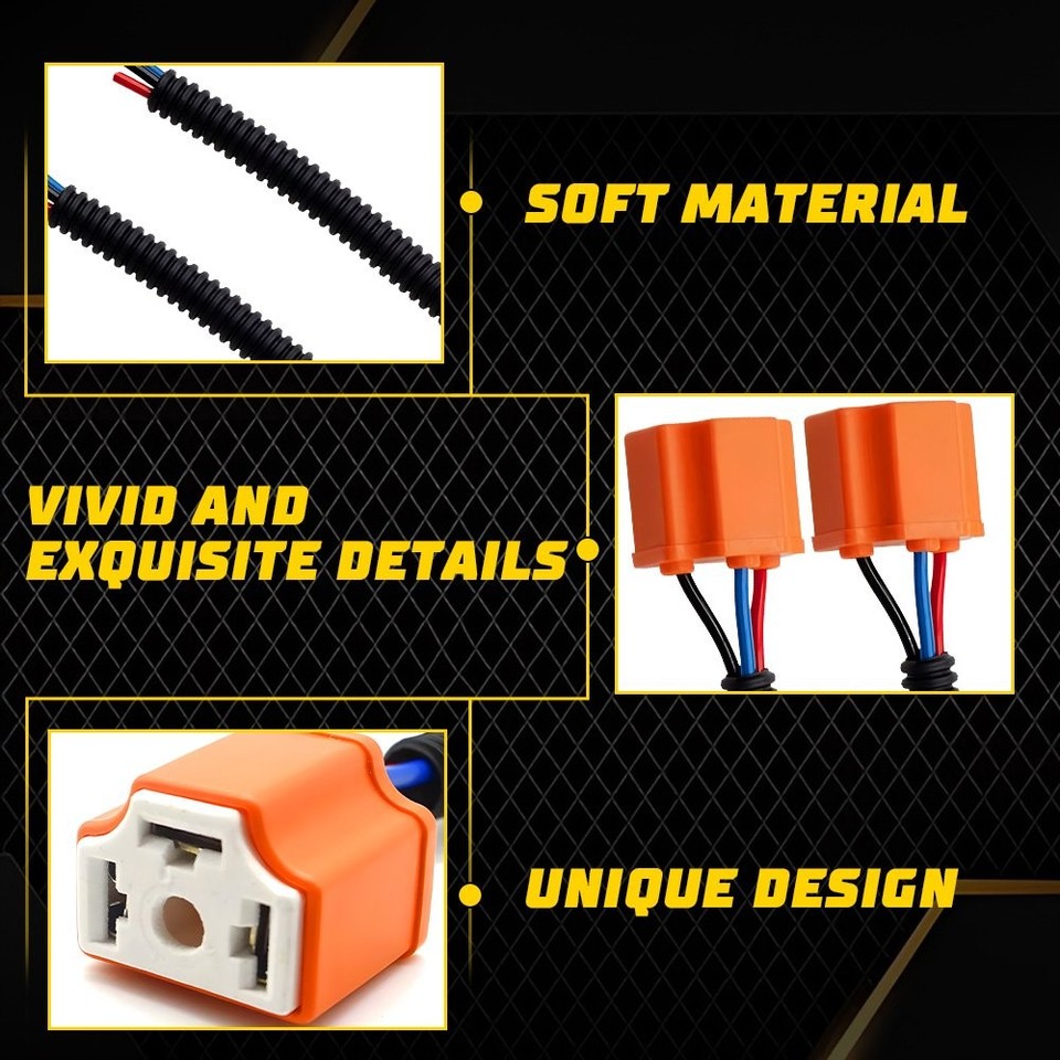 Extension Wire Pigtail Female Ceramic S 9003 H4 Two Harness Head Light ...