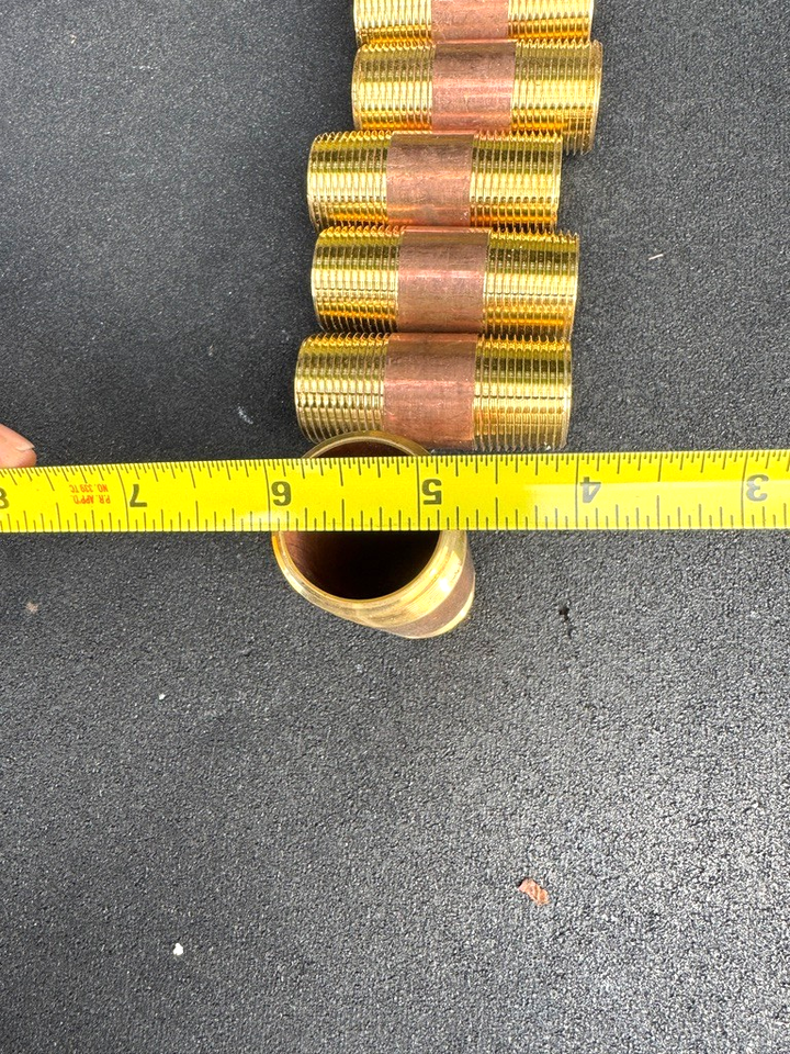 LOT* {6} Male Threaded Red Brass Pipe Nipples 1" Dia x 3" L & 4" SCH 40 ...