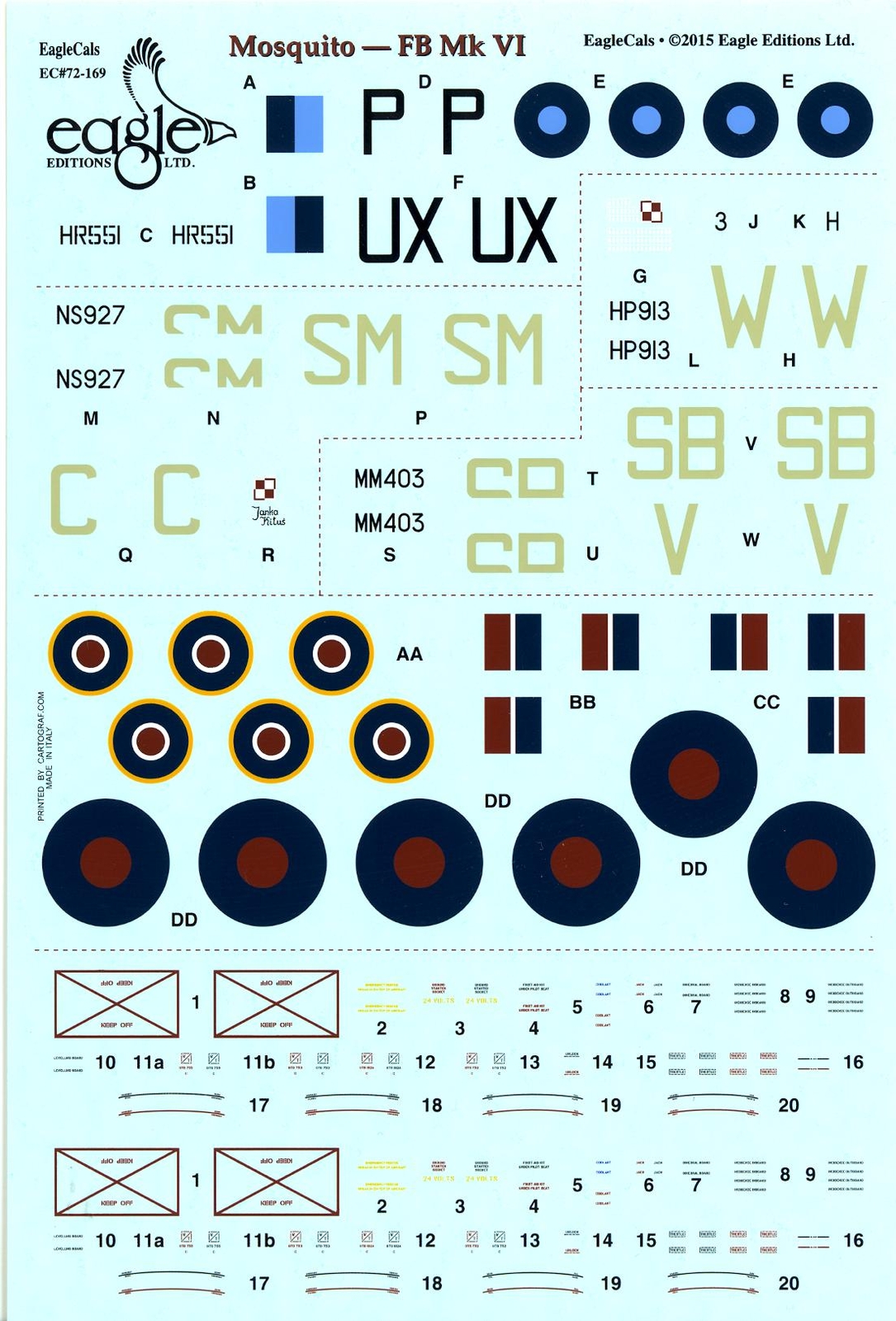 EagleCals Decals 1/72 DE HAVILLAND MOSQUITO FB.Mk.IV Fighter Bomber ...