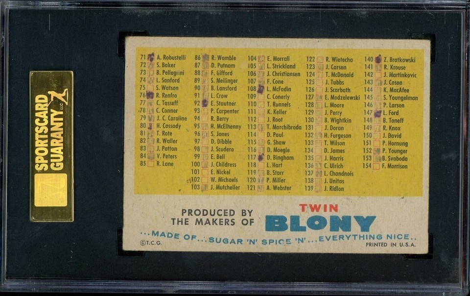 1957 Topps Football Blony Checklist SGC 1.5 | eBay