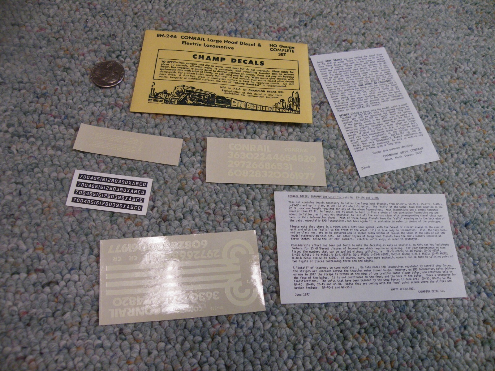 Champ decals HO EH-246 Conrail large hood diesel and electric ...