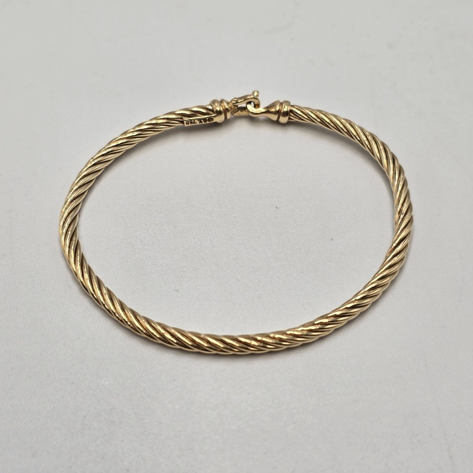 David Yurman 18K Yellow Gold 3mm Kids Cable Buckle Bracelet | eBay