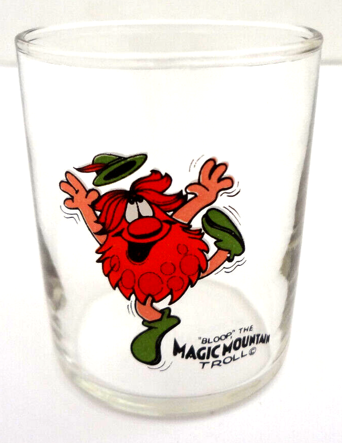 BLOOP THE MAGIC MOUNTAIN TROLL SHOT GLASS VINTAGE SIX FLAGS THEME PARK ...