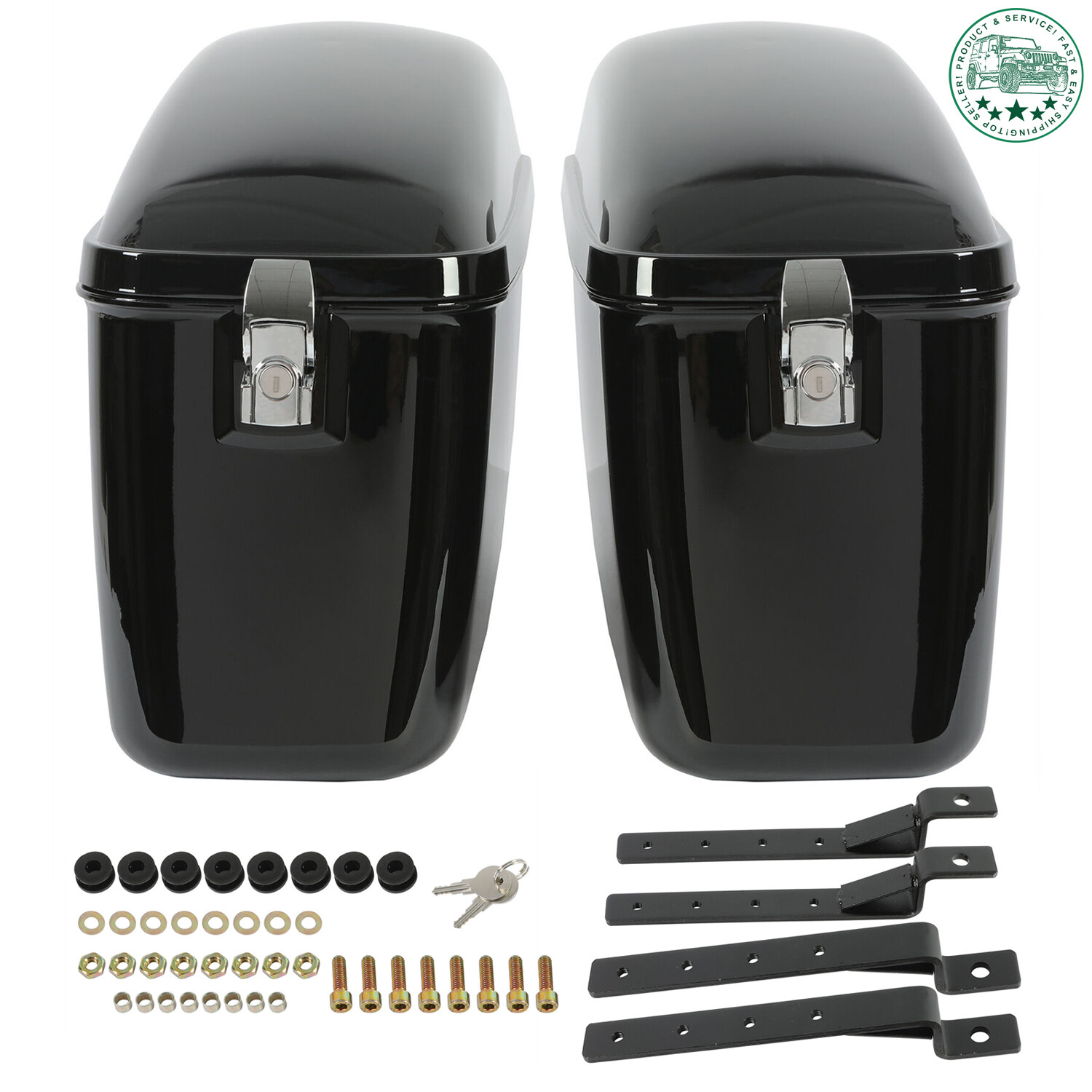 Universal Motorcycle Hard Side Box Saddle Bag For Harley Honda Yamaha ...