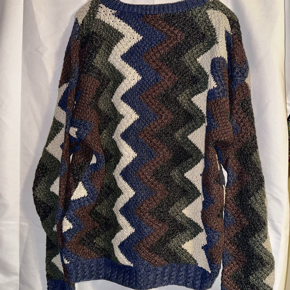 Vintage Northern Isles Sweater Men's XXL Chevron Pullover Chunky Knit ...