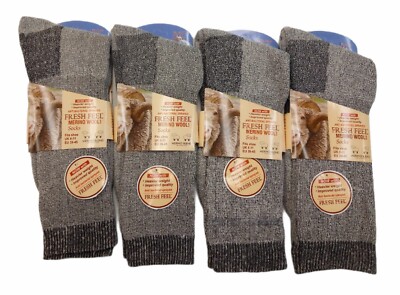 6, 12 Pairs Mens Merino Wool Fresh Feel Socks Anti Bacterial Sprayed UK ...