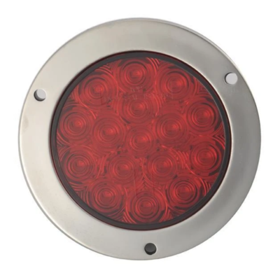 4” Round - 16 LED With Steel Flange Mounts - Amber - Stainless Steel ...