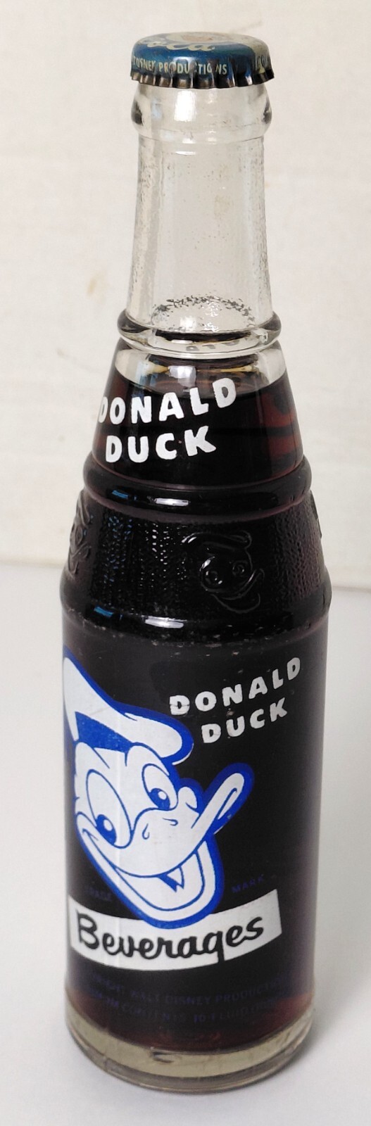 Vintage Walt Disney Productions Donald Duck Cola 10oz.Soda Bottle Full ...
