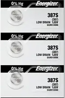 3 Energizer 387S Low-Drain 1.55V Silver-Oxide Button Cell Battery ...